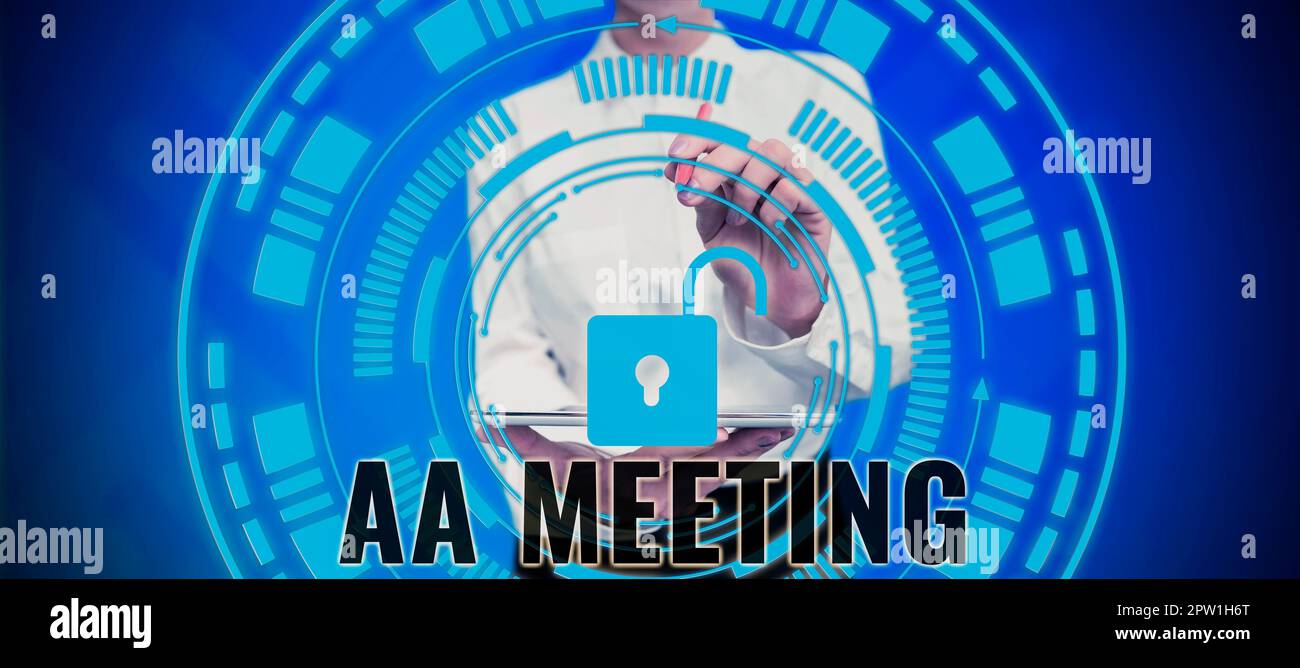 Handschrifttext AA Meeting, Word for Gathering of alcohol sdicted ...