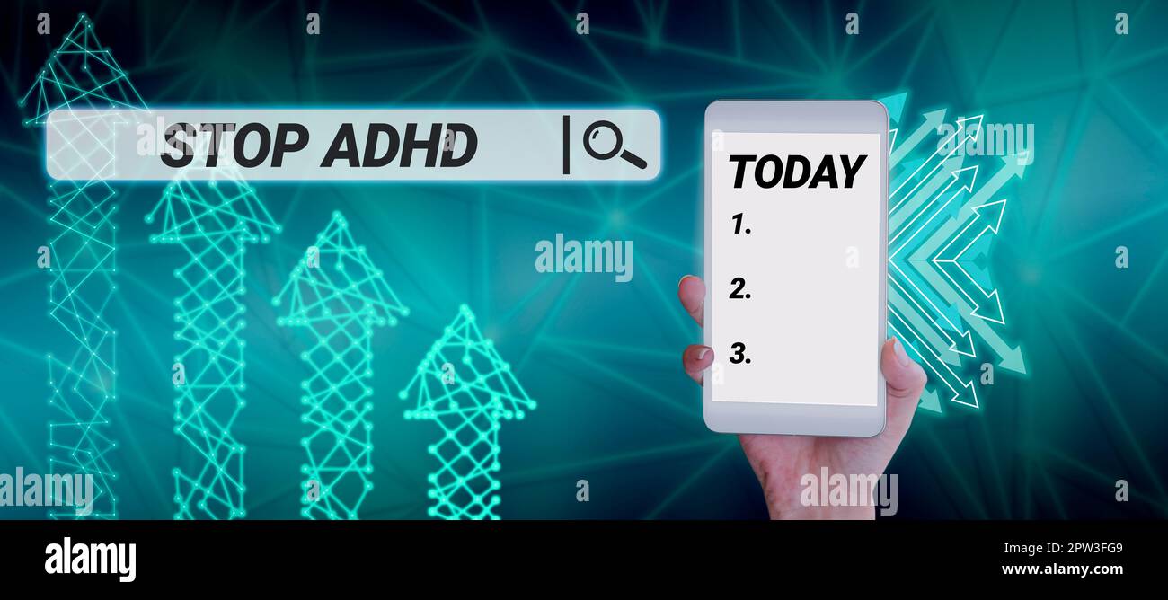 Schreiben Text anzeigen Stopp ADHS, Konzeptfoto behandeln eine Störung ... Schreiben Text anzeigen Stopp ADHS, Konzeptfoto behandeln eine Störung ...