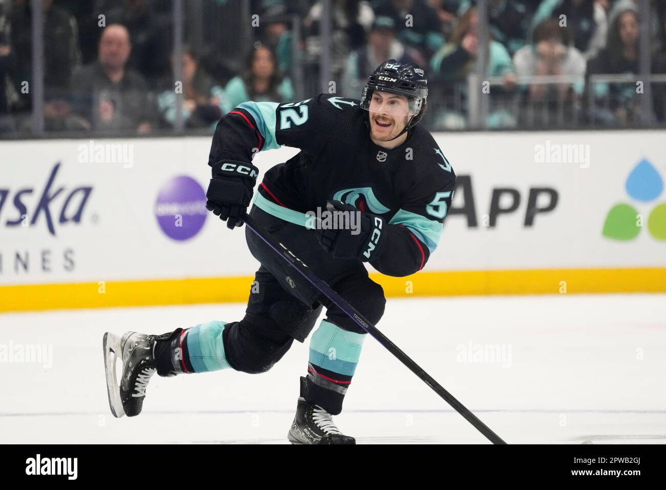 Seattle Kraken left wing Tye Kartye (52) in action against the Colorado ...