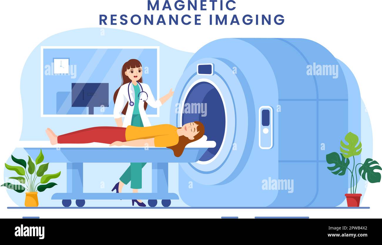 MRT- oder Magnetresonanztomographie-Illustration mit Arzt und Patient ...