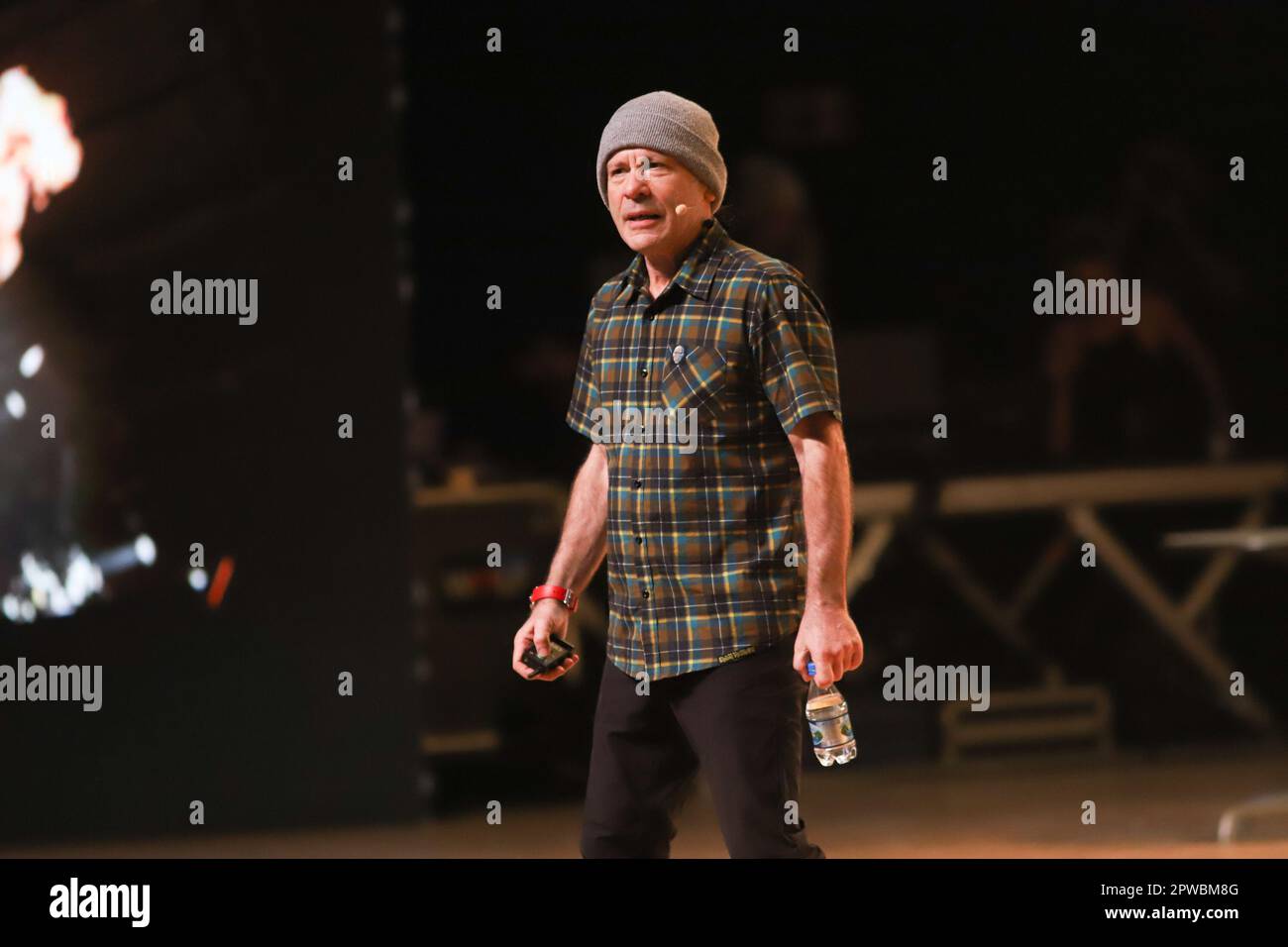 Sao Paulo, Sao Paulo, Brasilien. 29. April 2023. (INT) Paul Bruce Dickinson spricht auf dem ...