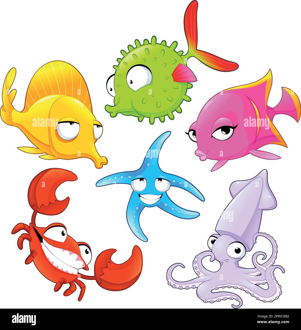 Meerestiere cartoon Ausgeschnittene Stockfotos und -bilder - Alamy