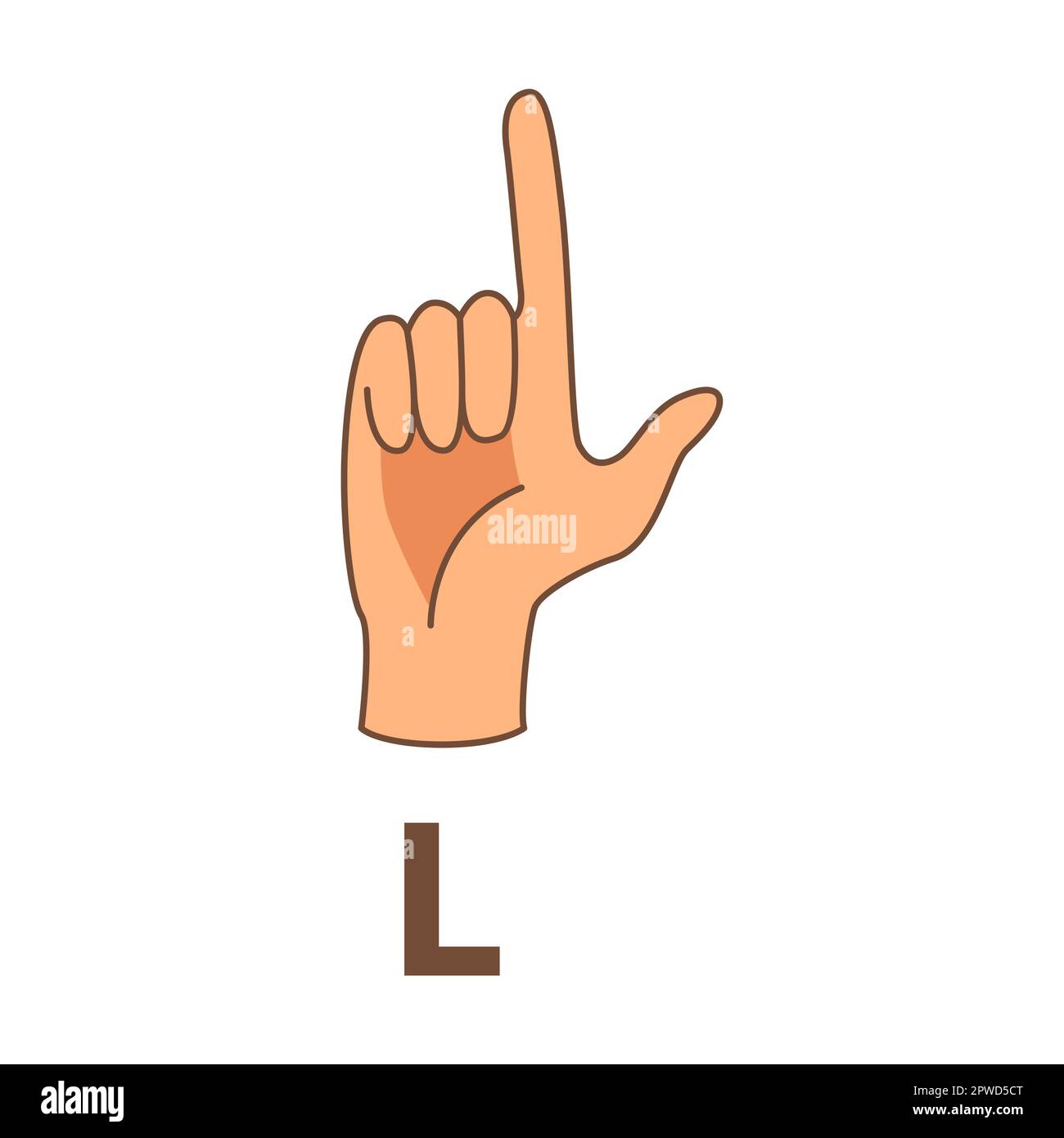 Hand mit dem Buchstaben L, Zeichensprache, Alphabetvektordarstellung ...