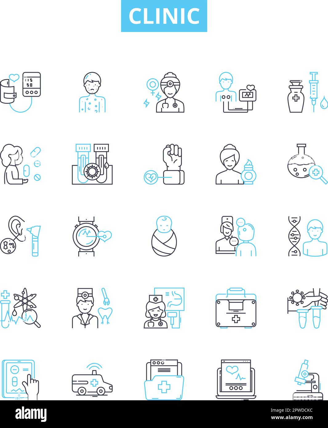 Symbole für klinische Vektorlinien eingestellt. Klinik, Medizin ...