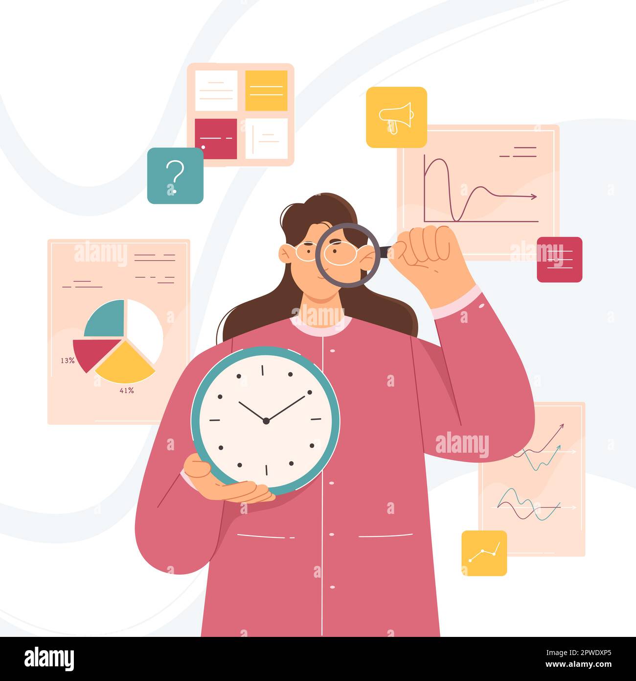 Vektordarstellung der effektiven Zeitmanagementstrategie. Produktive ...