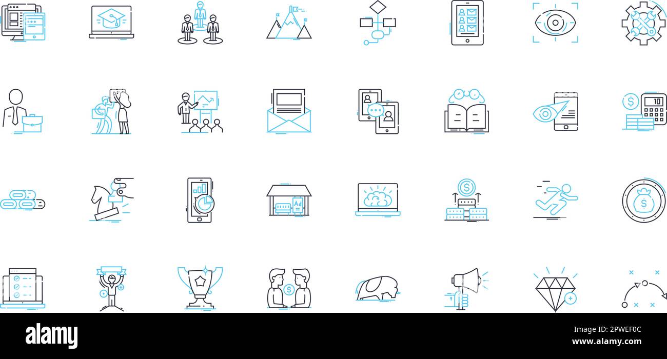 Intelligente Idee, lineare Symbole. Innovation, Kreativität ...