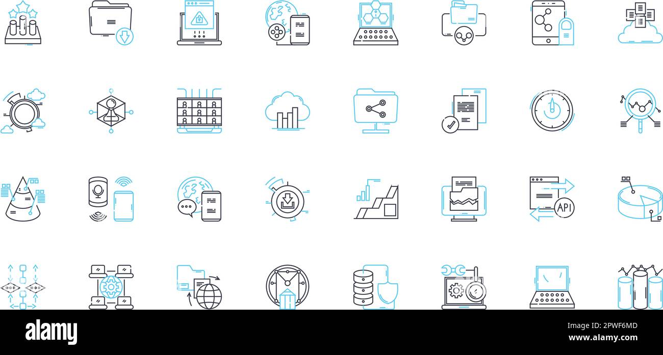 Lineare Symbole für neurale Nerven gesetzt. Künstliche Intelligenz, Maschinelles Lernen, Robotik ...