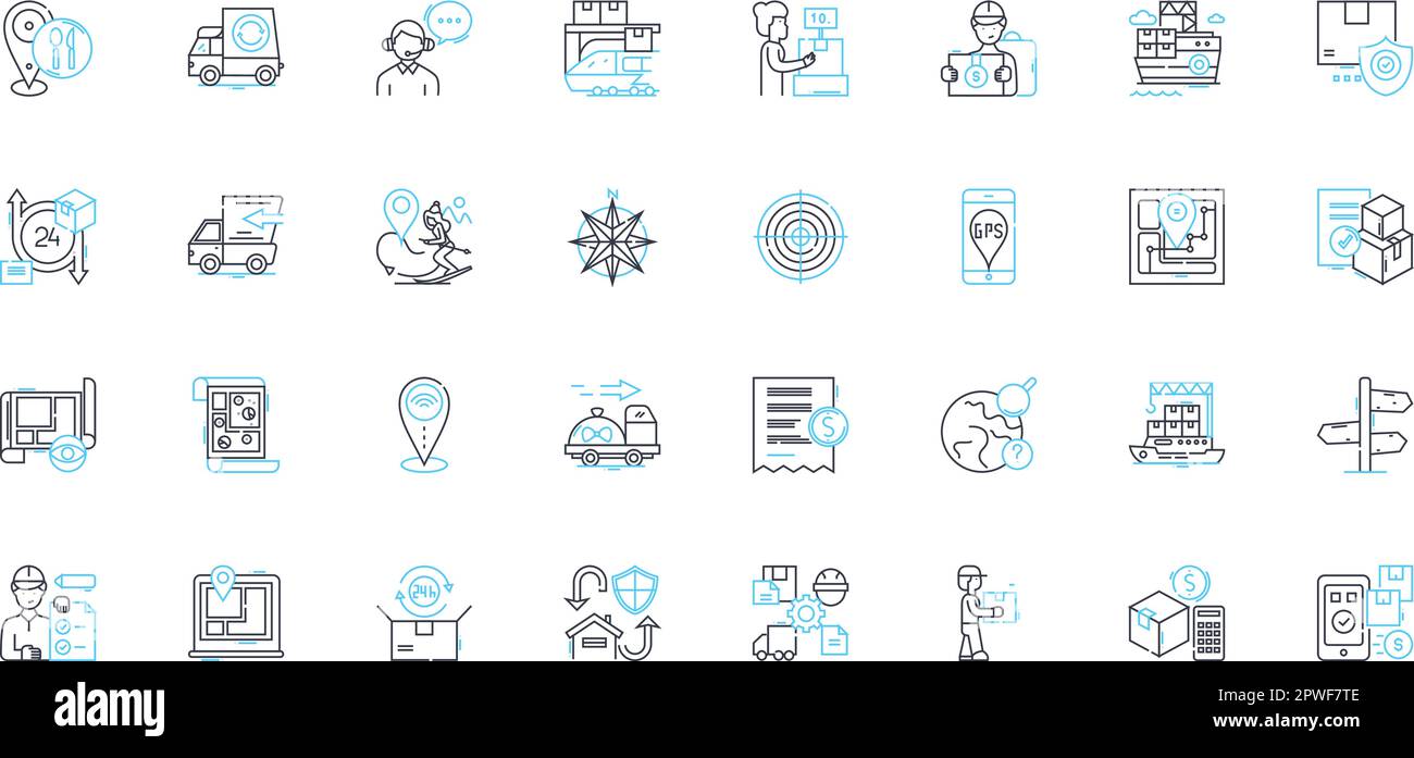 Lineare Symbole für das Navigationswerkzeug festgelegt. Kompass, GPS ...