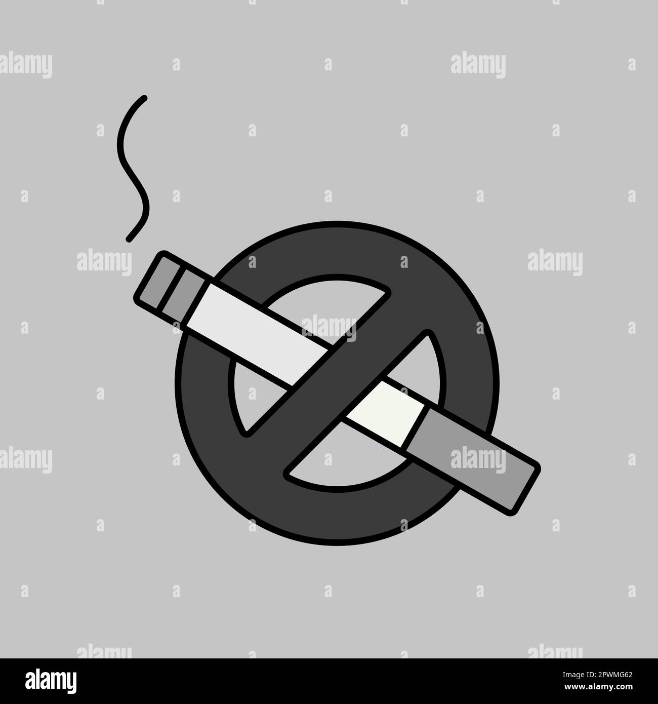 Rauchverbot-Zeichen Vektor isoliertes Graustufensymbol. Diagrammsymbol ...