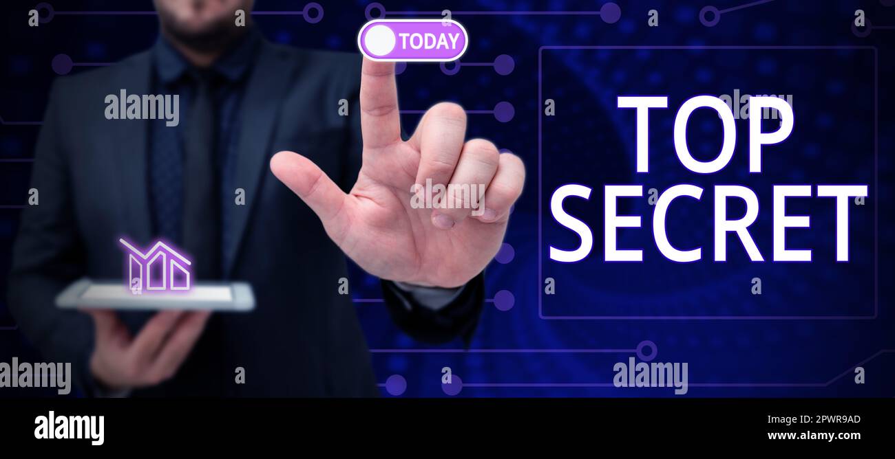 Schild mit „streng geheim“, Konzept bedeutet, jemandem wichtige Daten ...