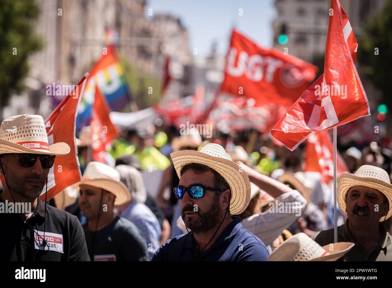 Demonstrators during the march for International Workers' Day, May 1 ...