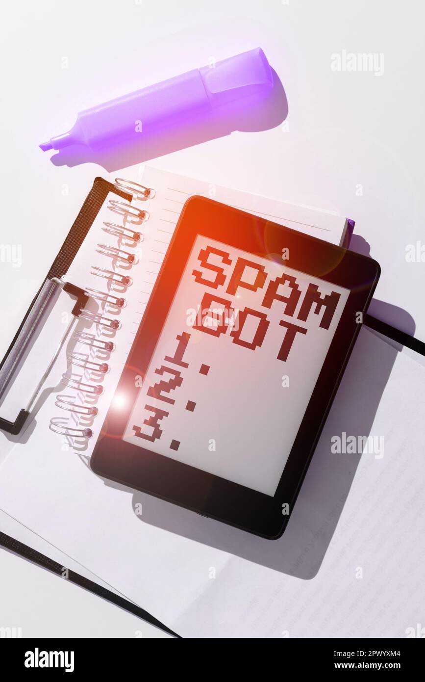 Schreiben mit Anzeige von Text Spam bot, autonomes Programm Business ...