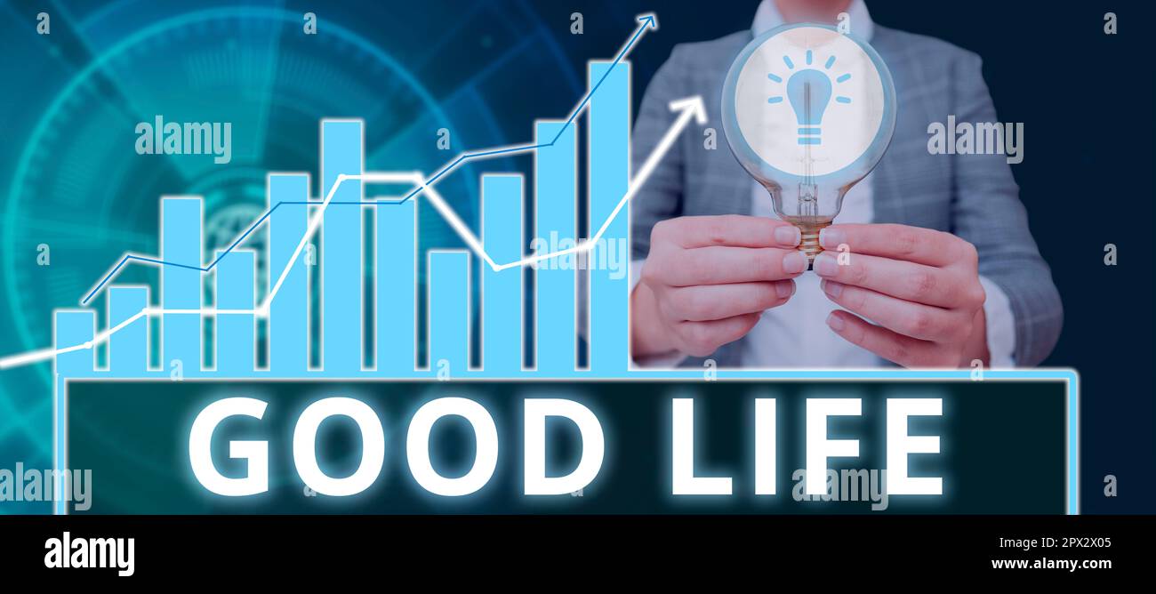 Handgeschriebener Text Good Life, Word für ein komfortables und ...