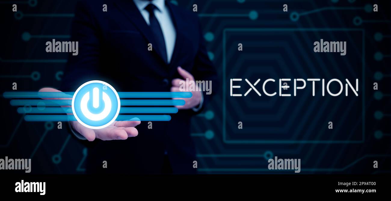 Textunterschrift mit Ausnahme, Wort auf Person oder Sache geschrieben ...