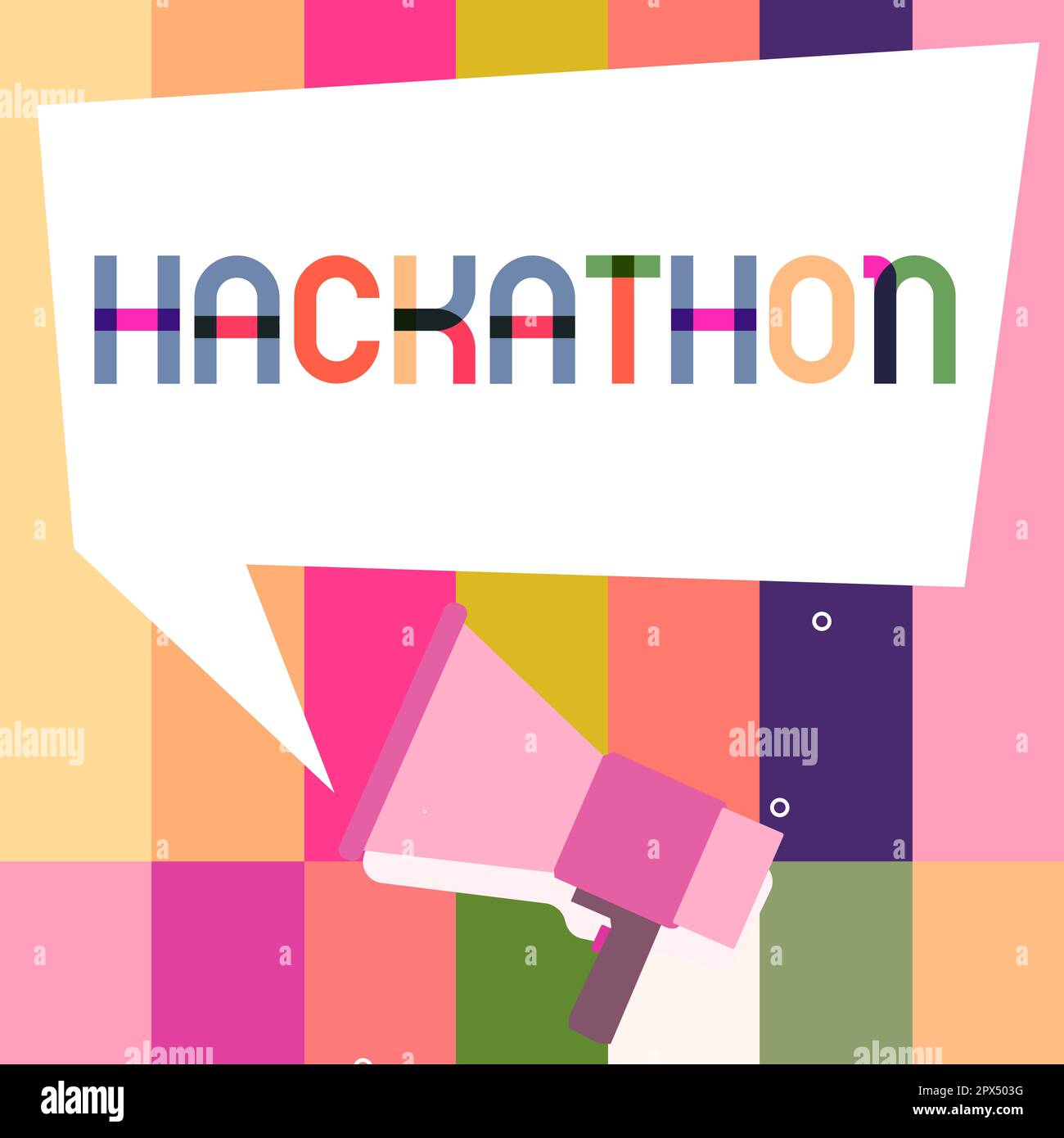 Schild mit Hackathon, Word für eine Veranstaltung, bei der eine große ...