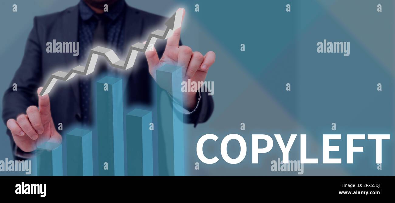 Inspiration mit Schild Copyleft, Konzept bedeutet das Recht, Software und Kunstwerke frei zu ...