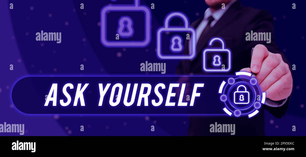 Text mit Inspiration Frag dich selbst, worüber du denkst, was Bedeutung ...