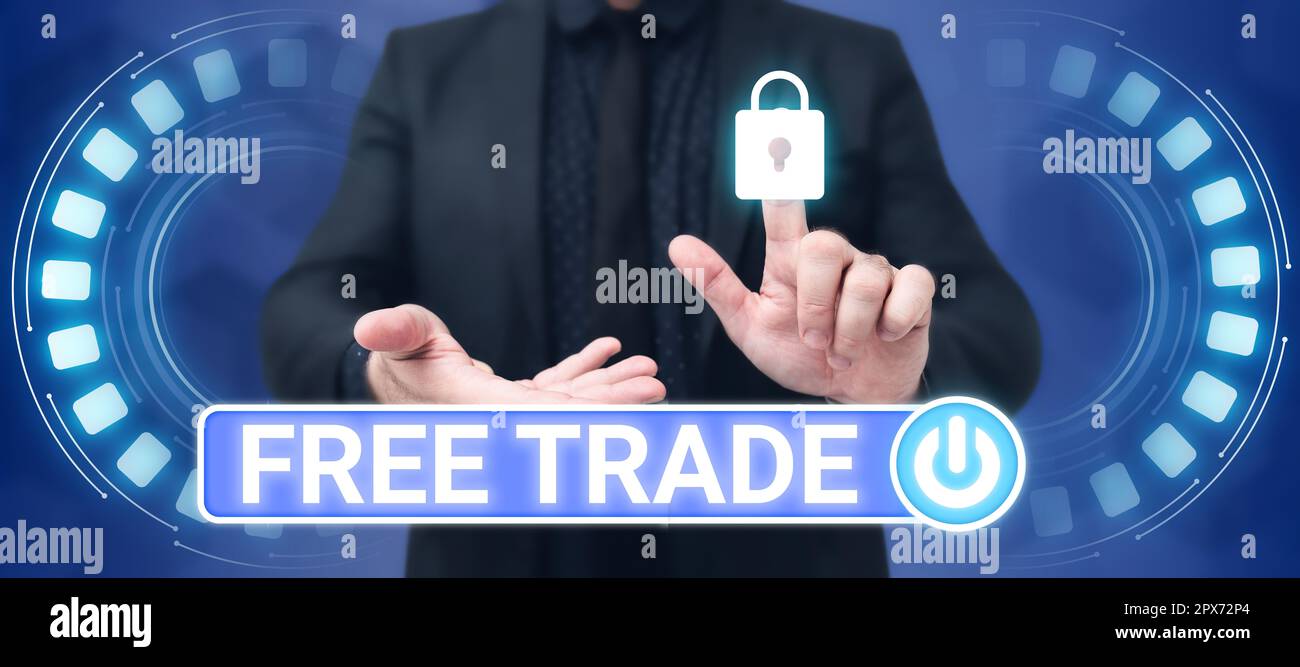 Handgeschriebenes Schild Freihandel, konzeptionelles Foto die ...