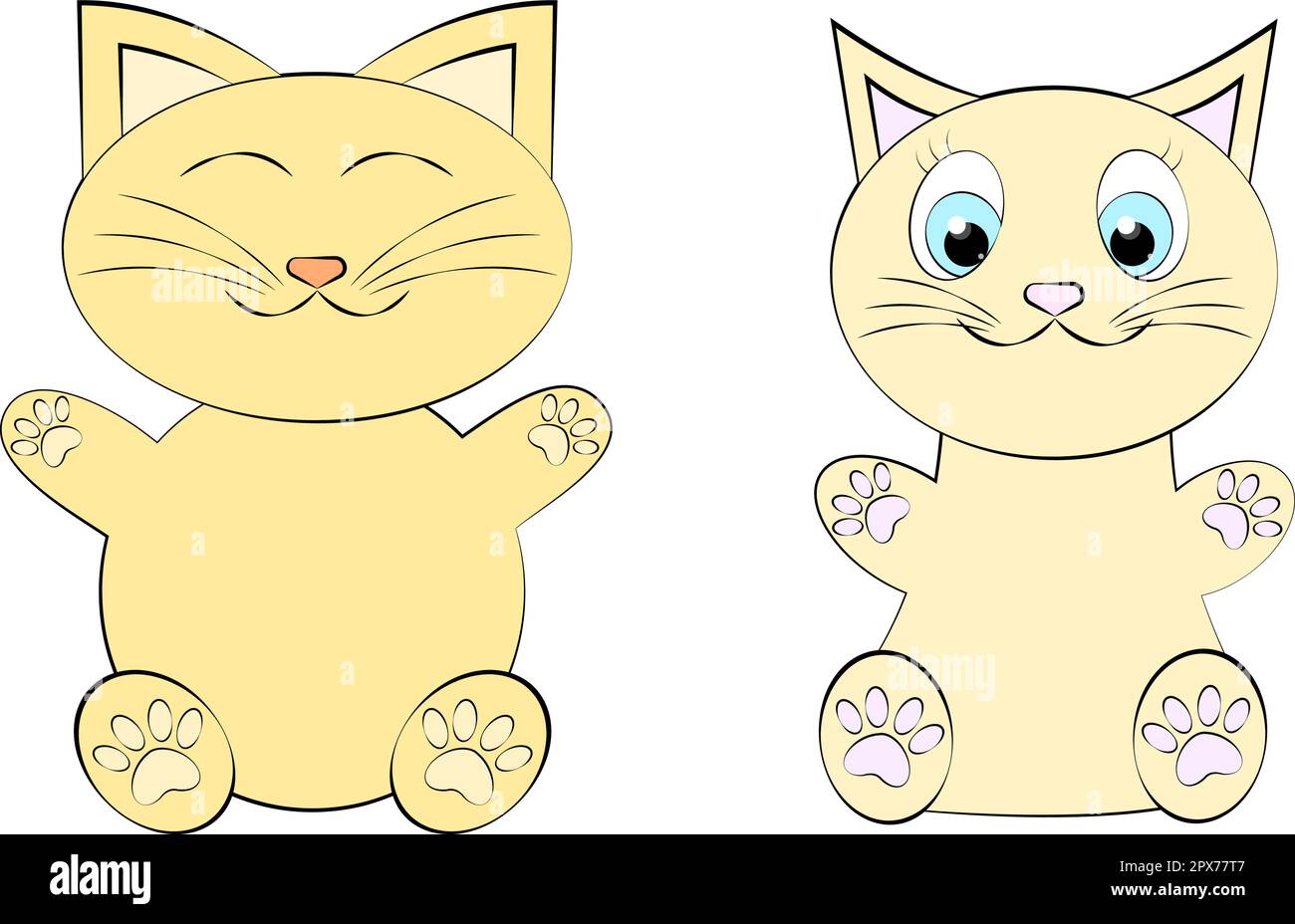 Zwei hübsche, süße, flauschige, fette, braune Katzen, Kätzchen, ein ...