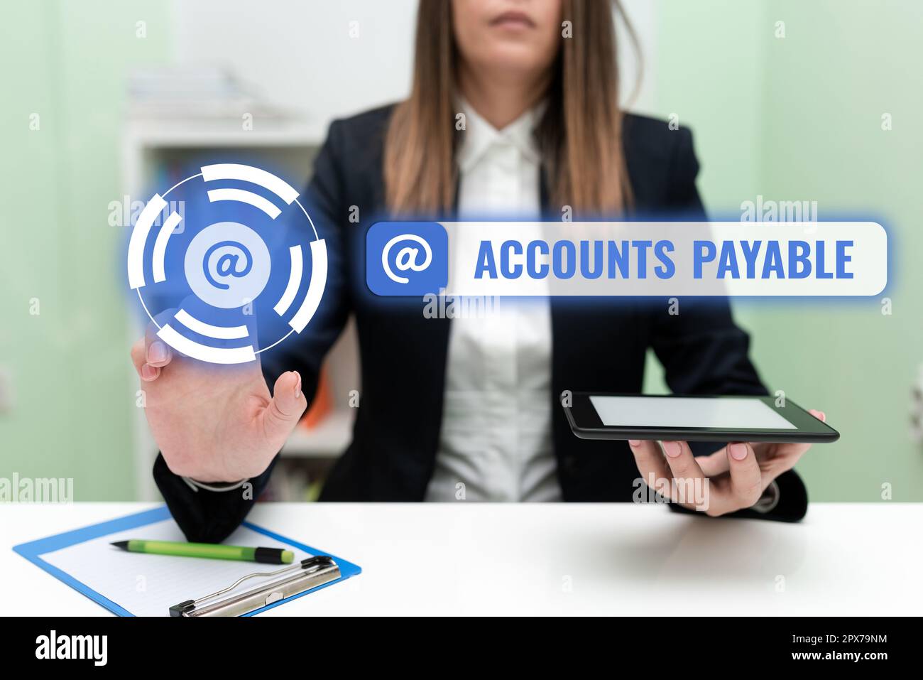 Handschriftliches Schild Kreditorenbuchhaltung, Konzept, das Geld bedeutet, das ein Unternehmen ...