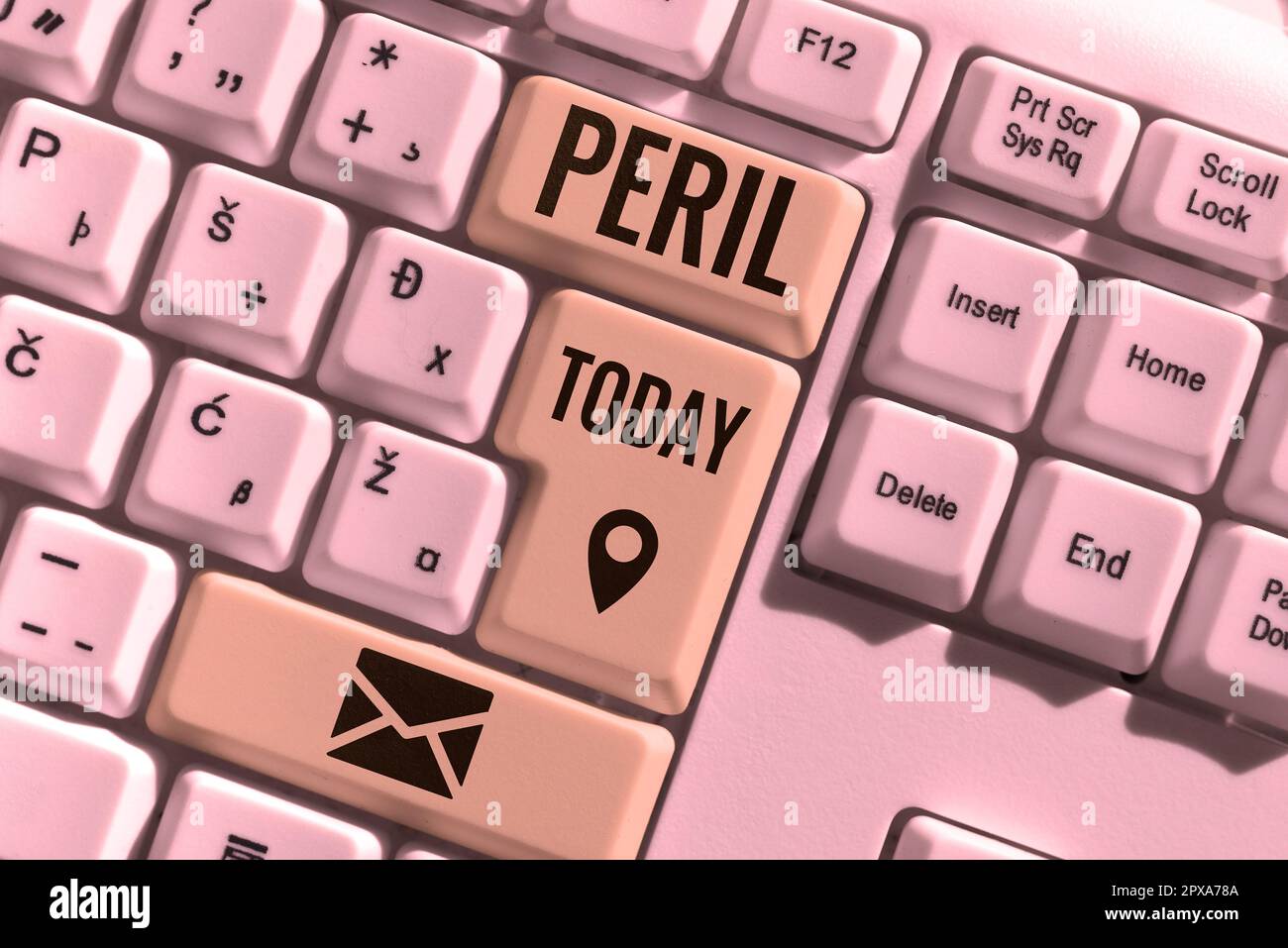 Die konzeptionelle Beschriftung Peril, das Wort, auf das geschrieben ...