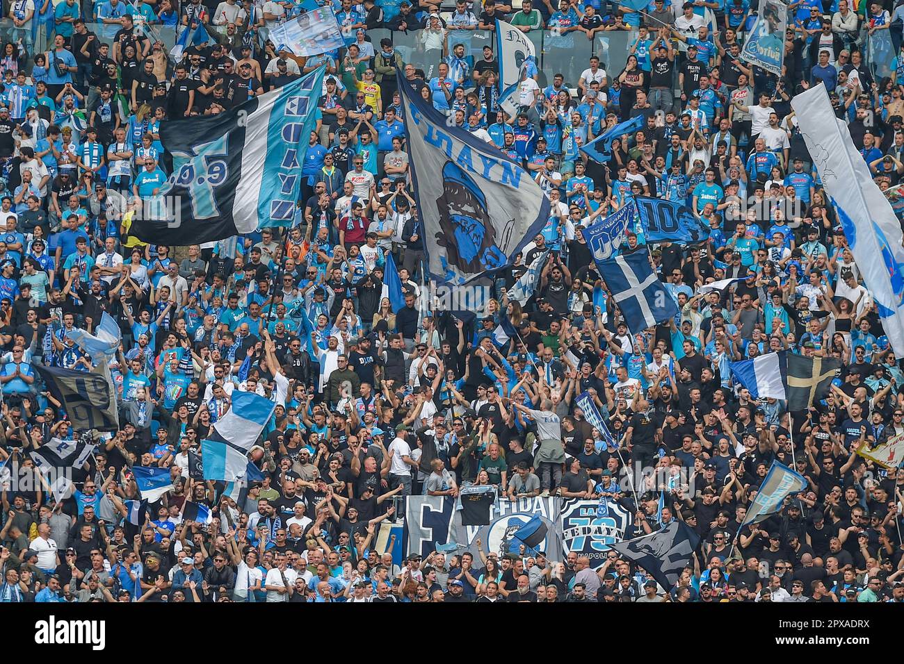 Neapel, Italien. 30. April 2023. Unterstützer des SSC Napoli während ...
