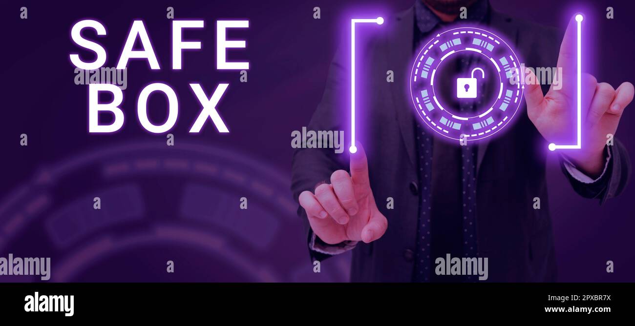 Inspiration mit Schild Safe Box, Konzept bedeutet Eine kleine Struktur ... Inspiration mit Schild Safe Box, Konzept bedeutet Eine kleine Struktur ...
