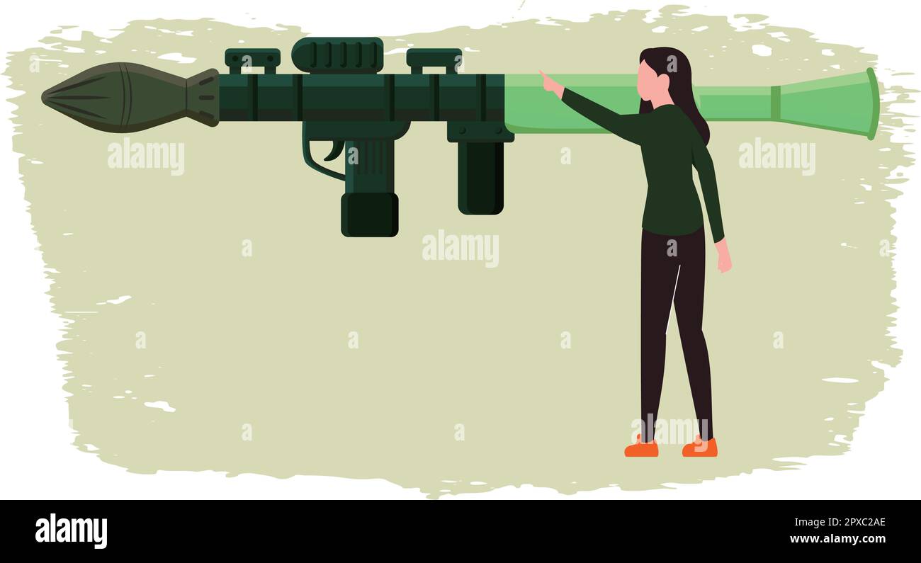 Das Mädchen hält eine Bazooka in der Hand Stock-Vektorgrafik - Alamy