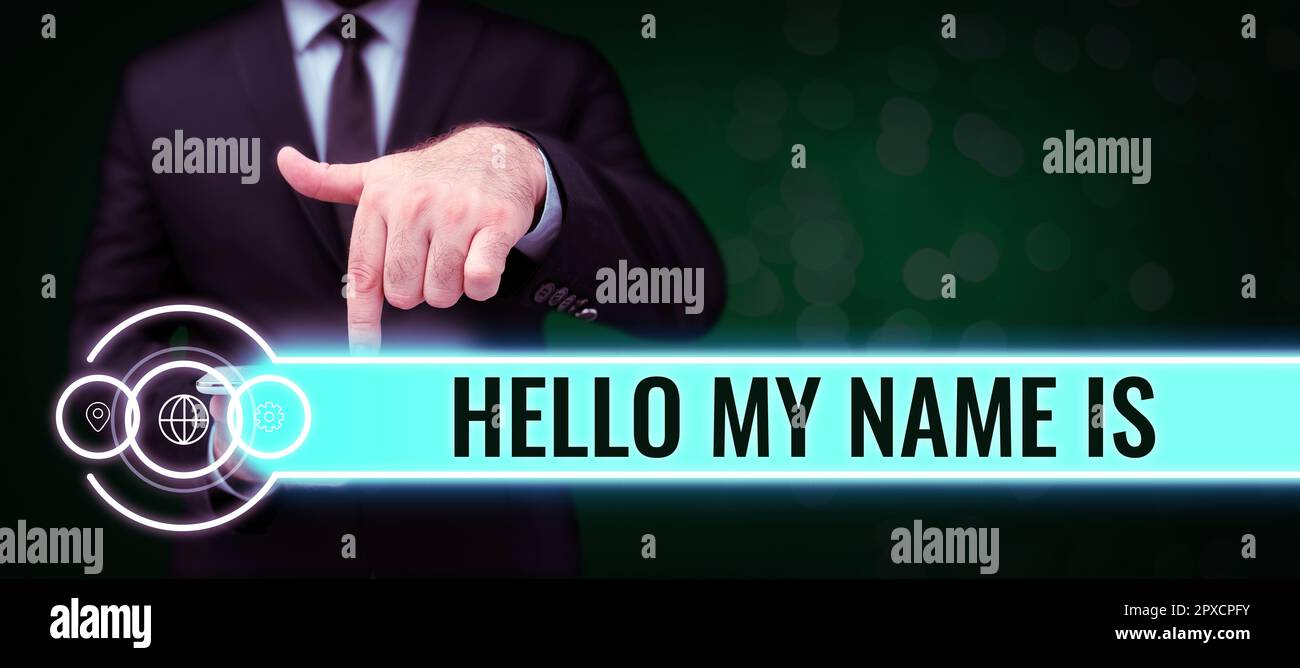 Schild mit „Hallo, mein Name ist“, konzeptionelles Foto, das Sie neuen ...