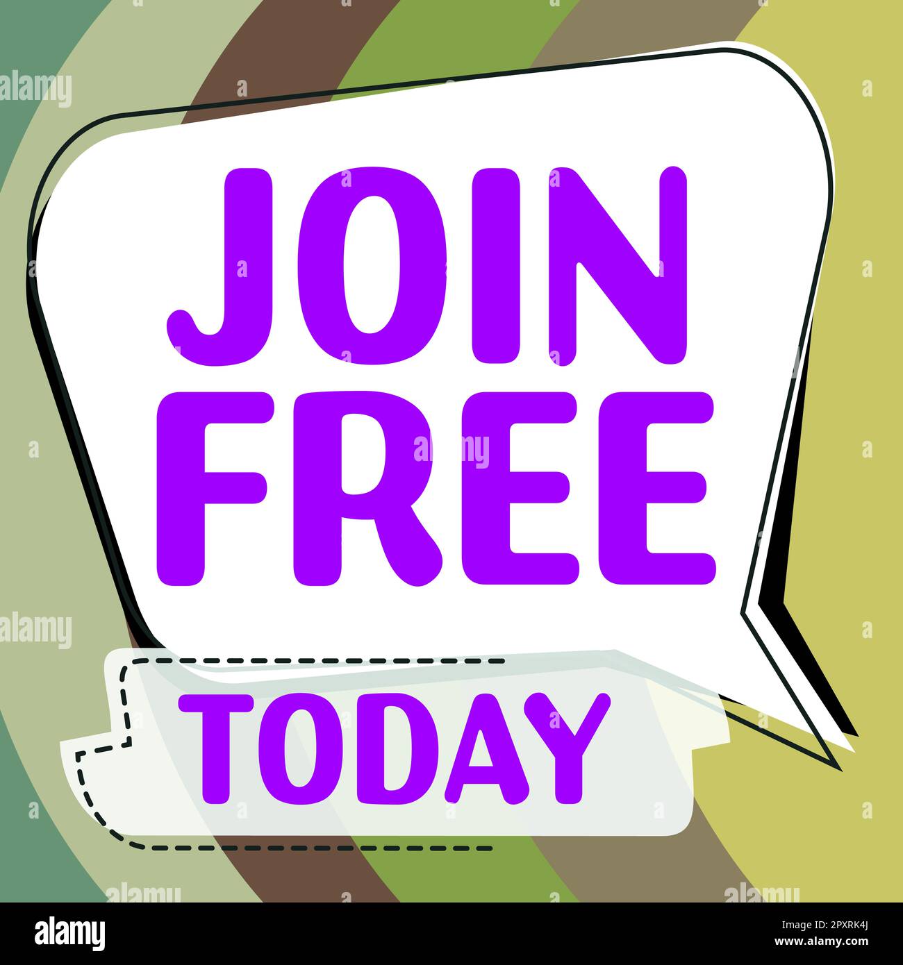 Das Schild zeigt Join Free, Word für den Akt oder eine Instanz des ...