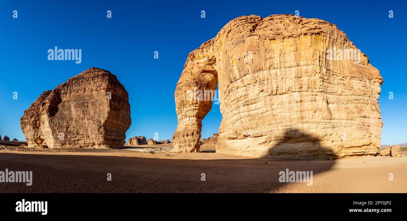 Sandstein-Elefant-Felsenerosion-Monolith, der in der Wüste steht, Al ...