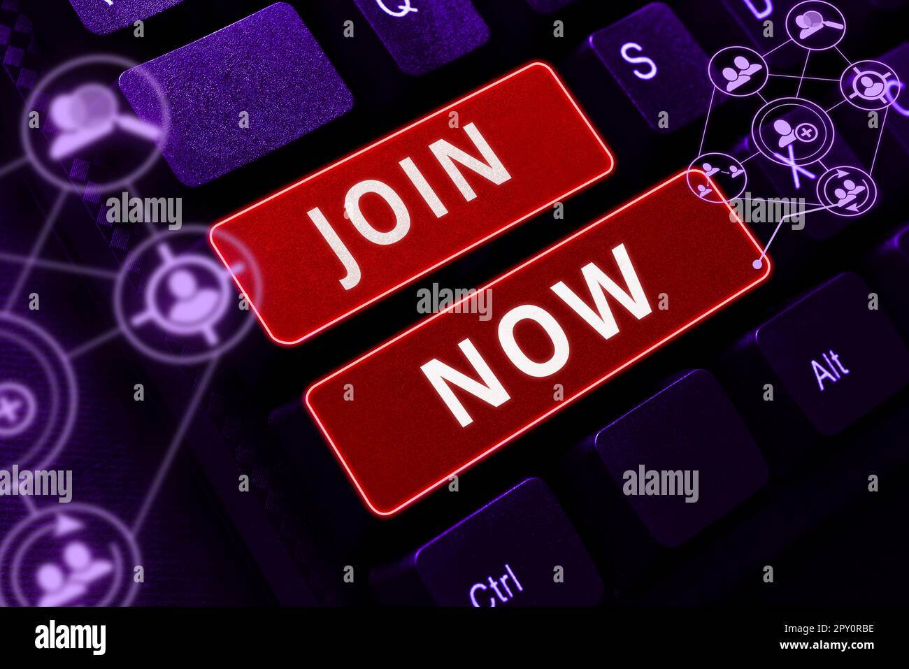 Zeichen mit der Anzeige „Jetzt beitreten“, Konzept, das eine Einladung ...