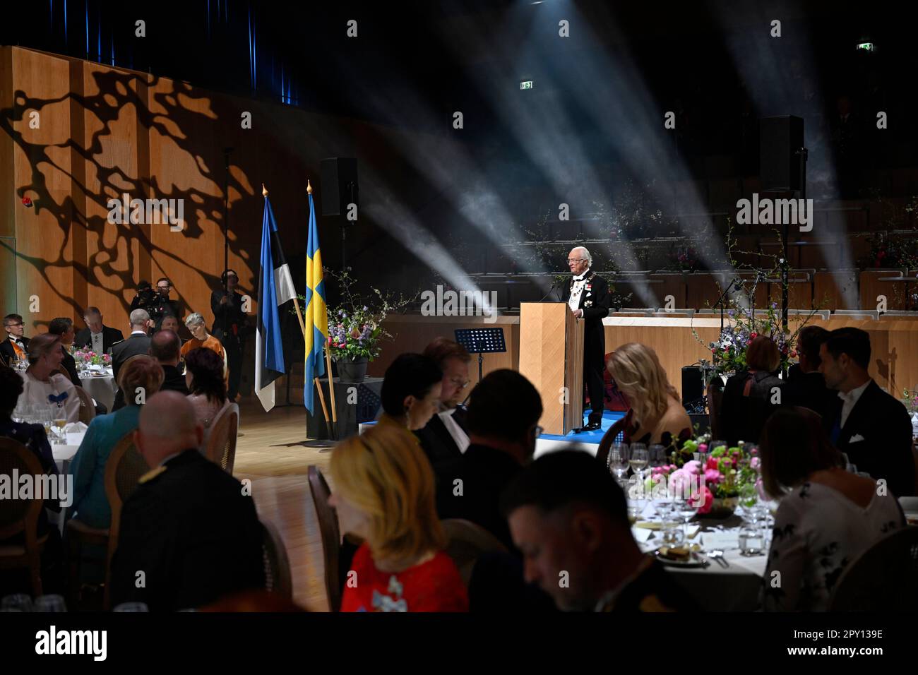 Der schwedische König Carl Gustaf hält eine Rede bei einem Staatsessen ...