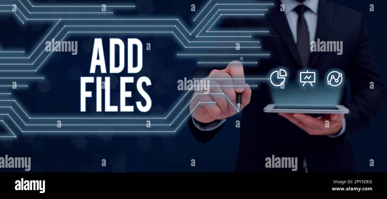 Handschriftlicher Text Dateien hinzufügen. Internetkonzept, um einer ...