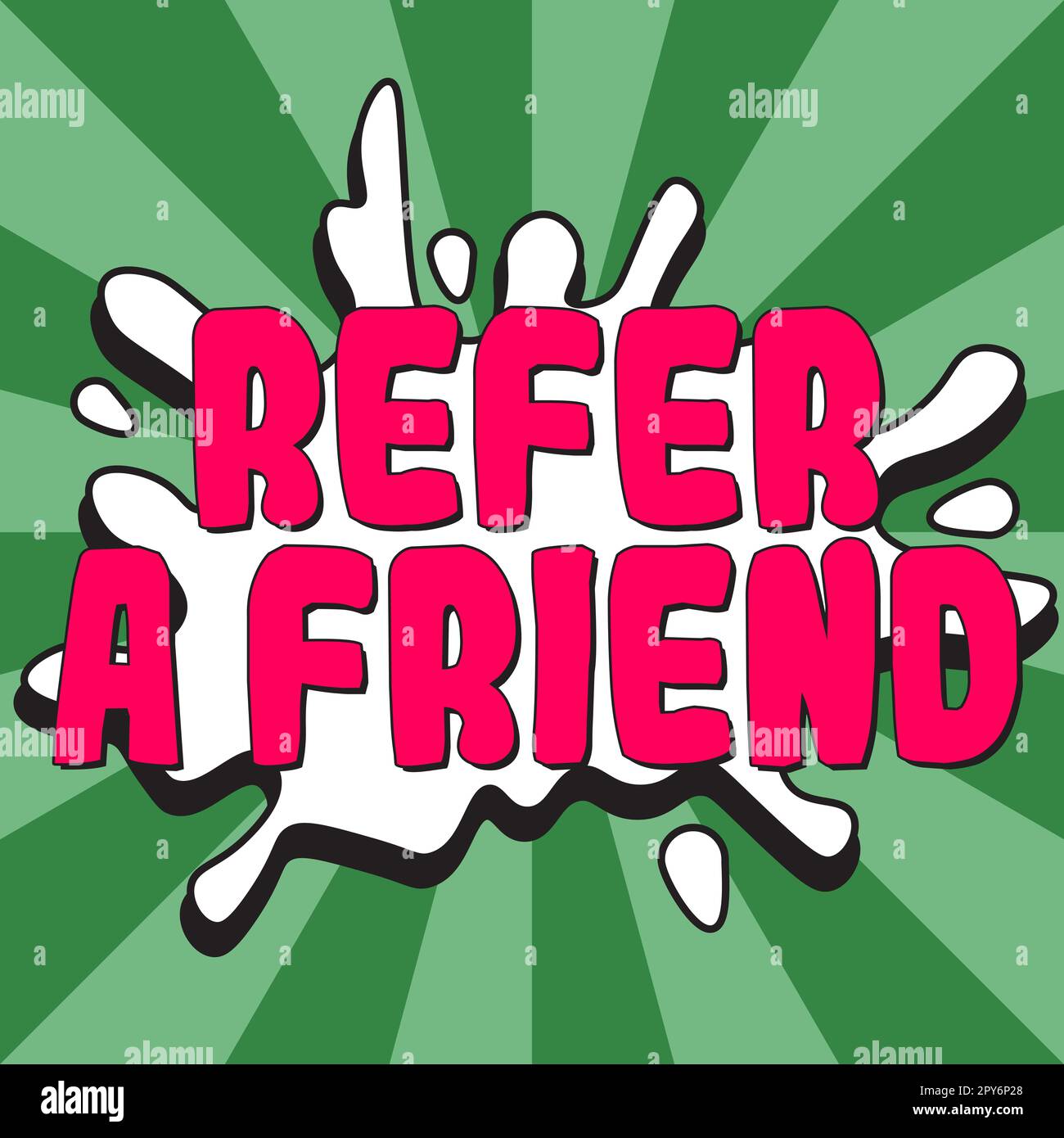 Das Schild zeigt „Freunde empfehlen“ an. Empfehlung zur Geschäftsidee ...