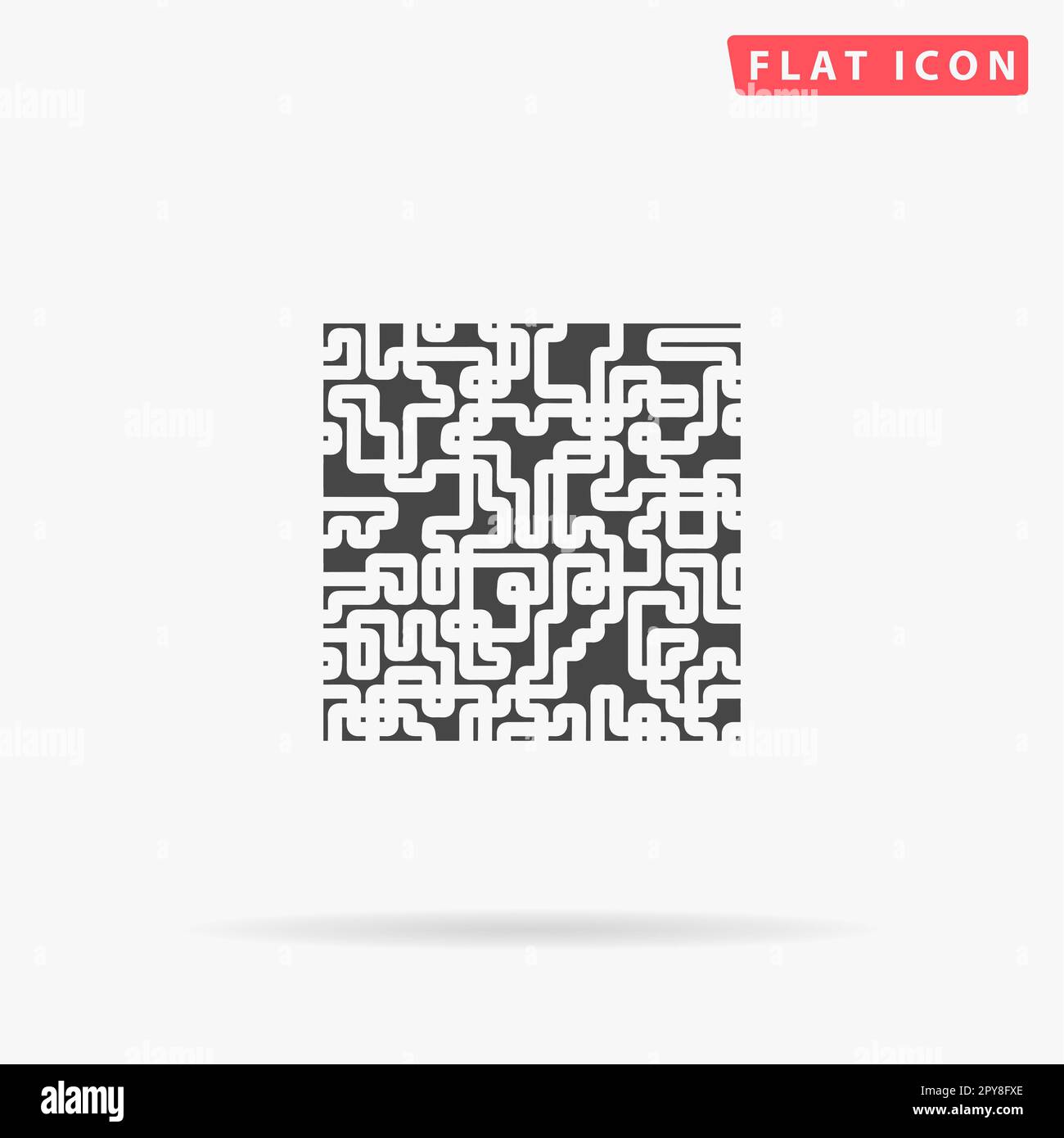 Labyrinth-Puzzle-Remus. Einfaches flaches schwarzes Symbol mit Schatten ...