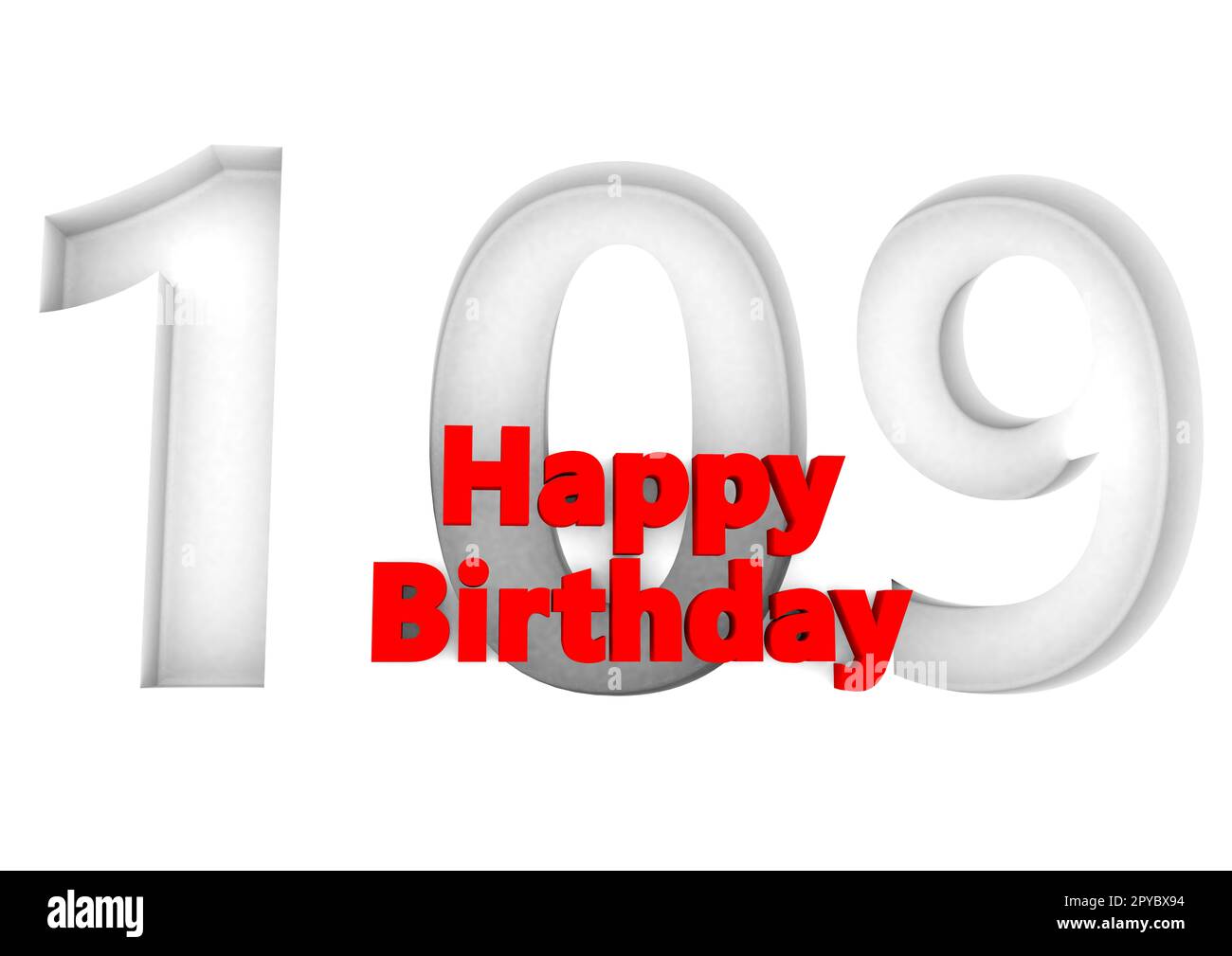 Roter Schriftzug Happy Birthday with a big Relief number behind. (Alles ...