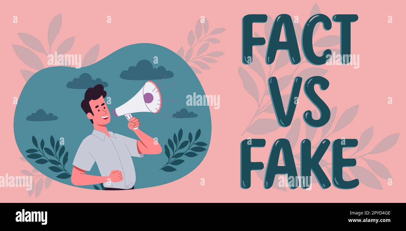 Handgeschriebener Text Fakt vs. Fake, Bedeutung des Begriffs ist wahr ...