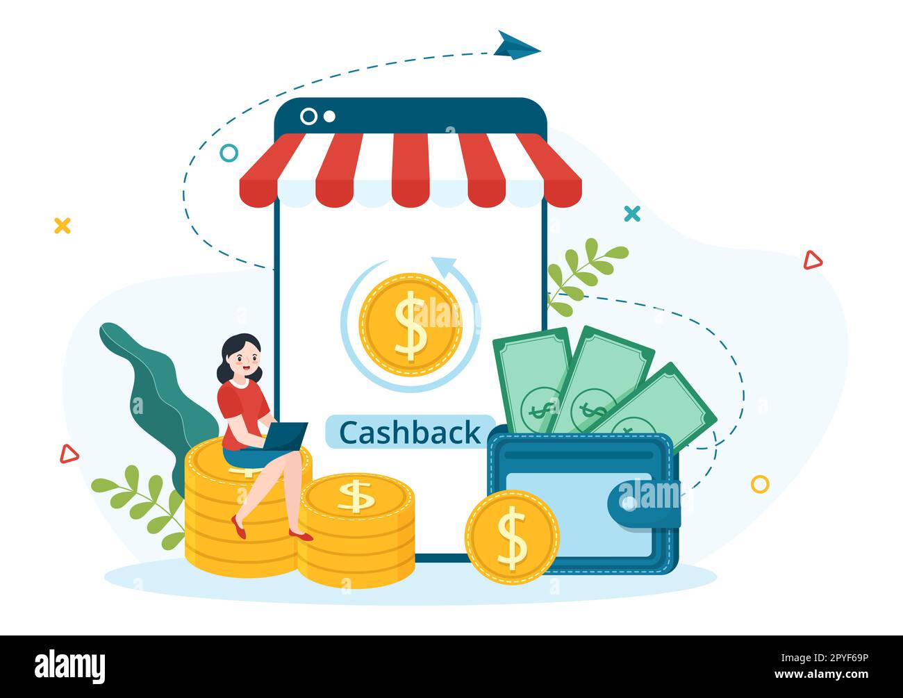 Abbildung: Cashback mit Cash-Back-Service für finanzielle Zahlung an ...