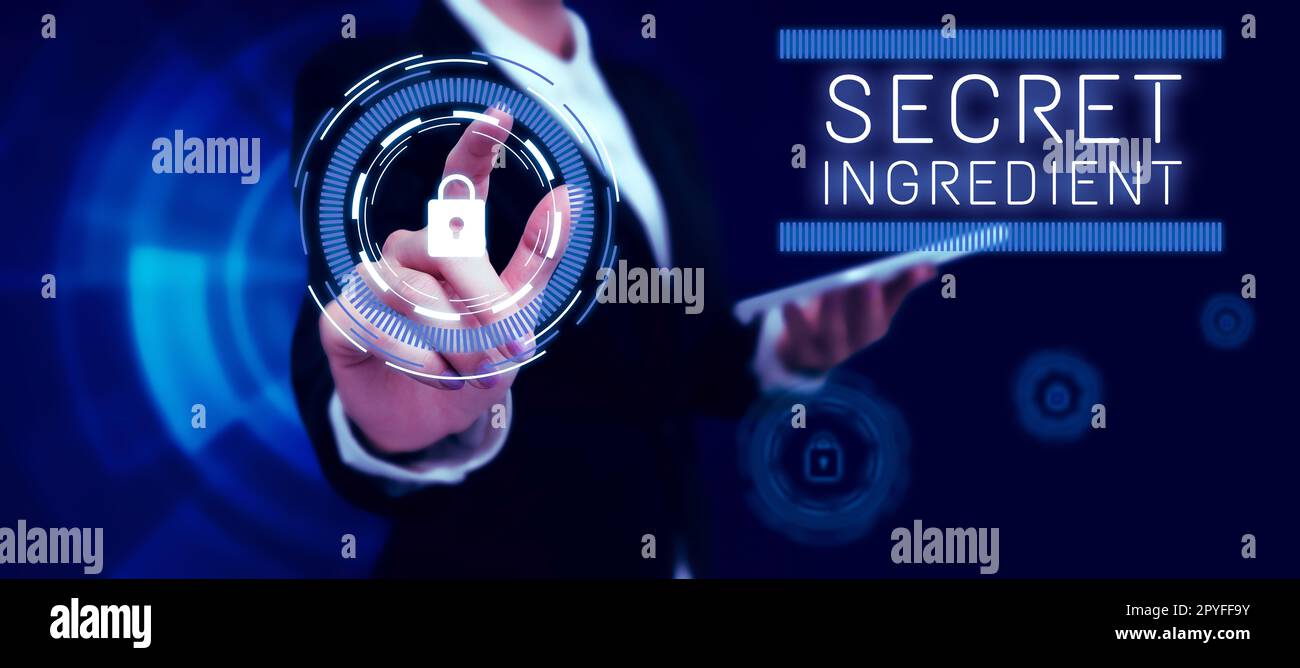 Handgeschriebenes Schild Geheime Zutat, Wort für besondere Technik oder ...