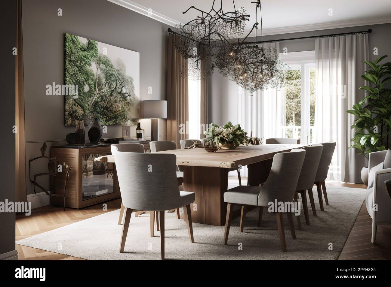 Speisesaal: Nehmen Sie eine Reihe von Bildern auf, die einen eleganten ...