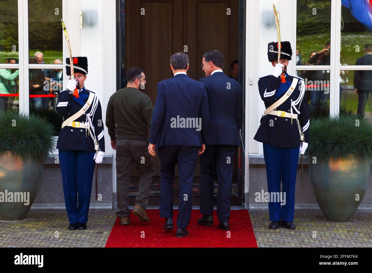Ukraine's President Volodymyr Zelenskyy, left, meets Dutch Prime ...