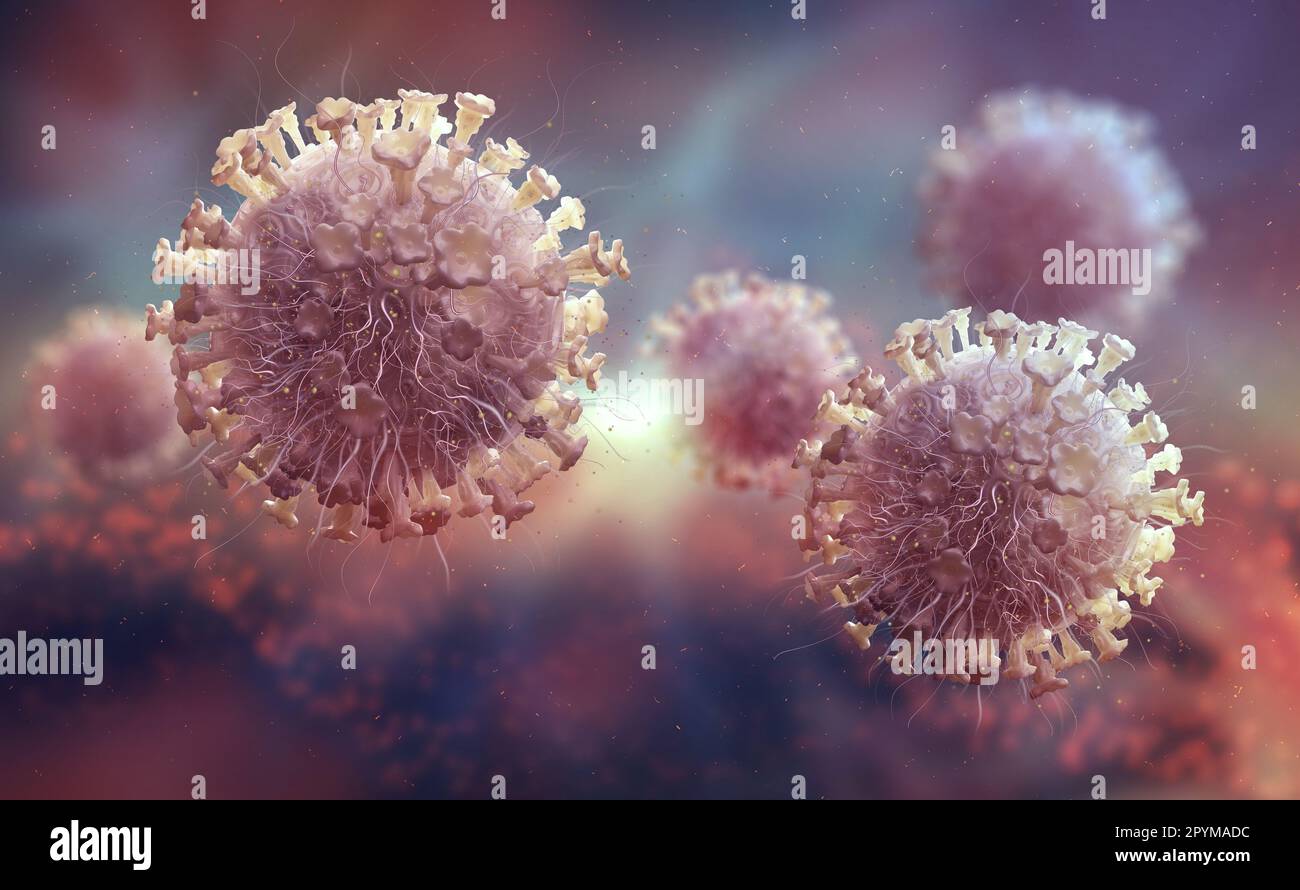 Virus in der Zelle. Replikation und Mutation von Viren. Makro 3D ...