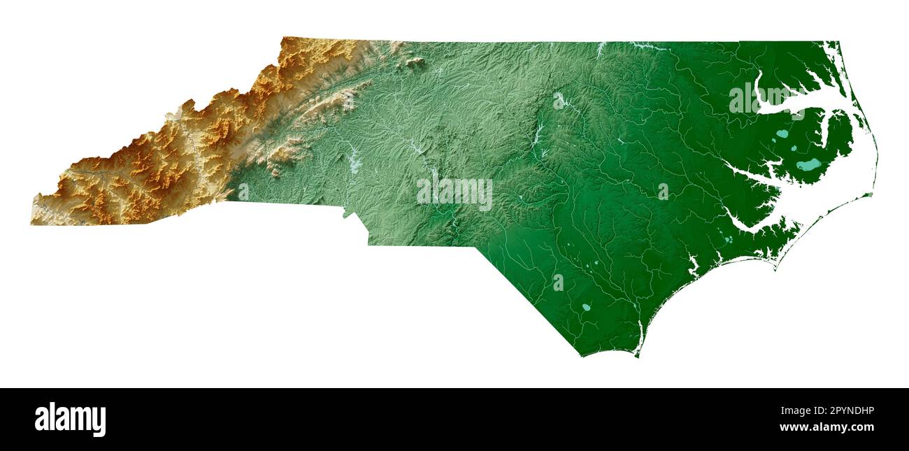 Physische karte von north carolina Ausgeschnittene Stockfotos und ...