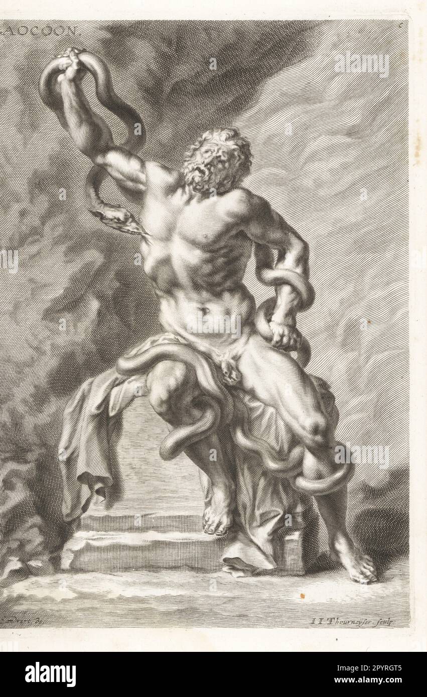 Trojanischer Priester Laokoon kämpft gegen Schlangen, die seine Söhne ...