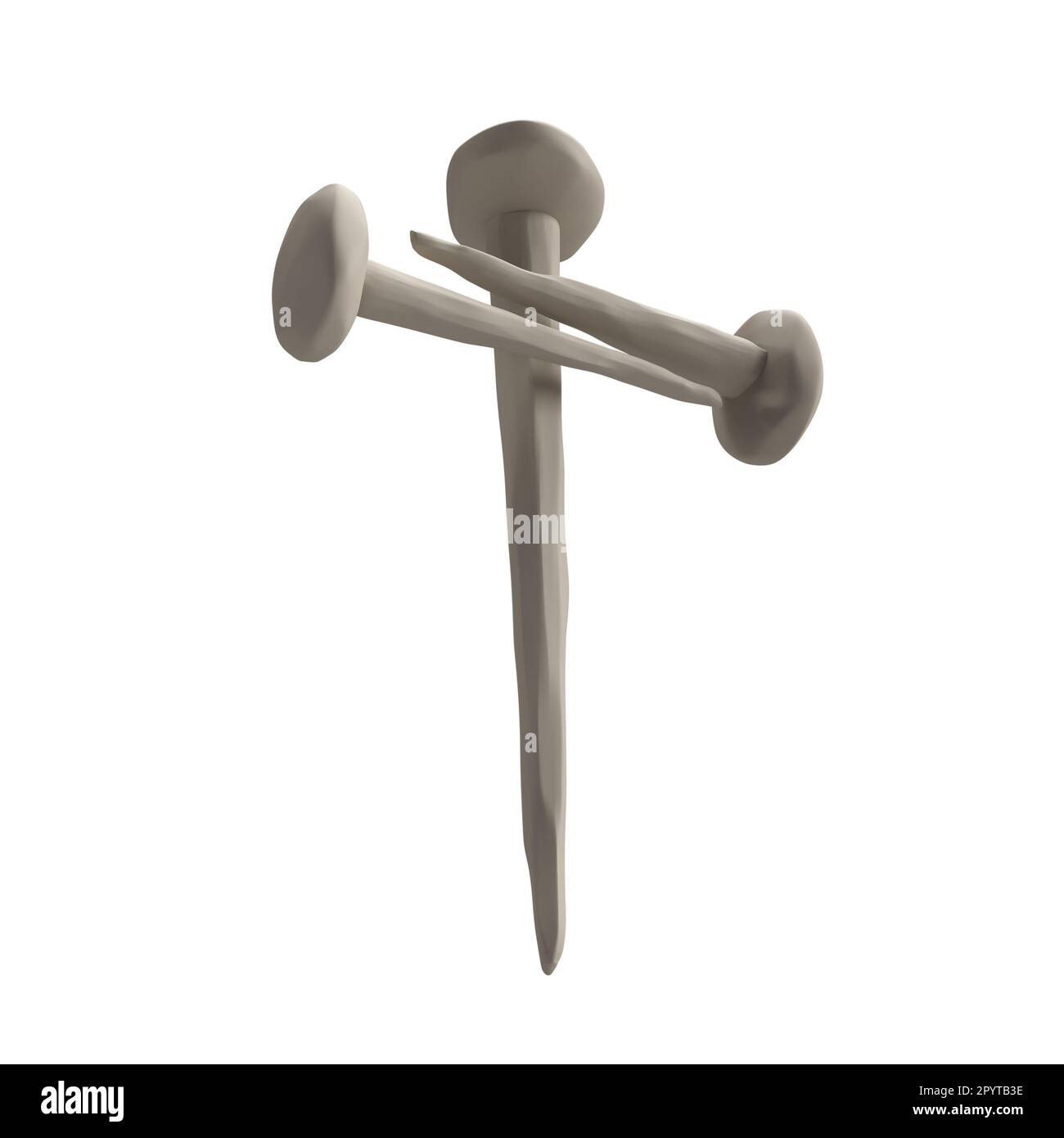 3D Nägel Jesu Christi in Form eines Kreuzes. Ostersymbol, das ...