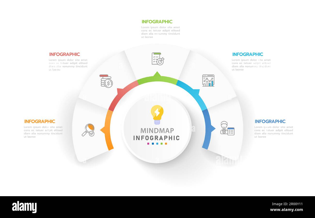 Infografik-Vorlage für Unternehmen. 5 Schritte modernes Mindmap ... Infografik-Vorlage für Unternehmen. 5 Schritte modernes Mindmap ...