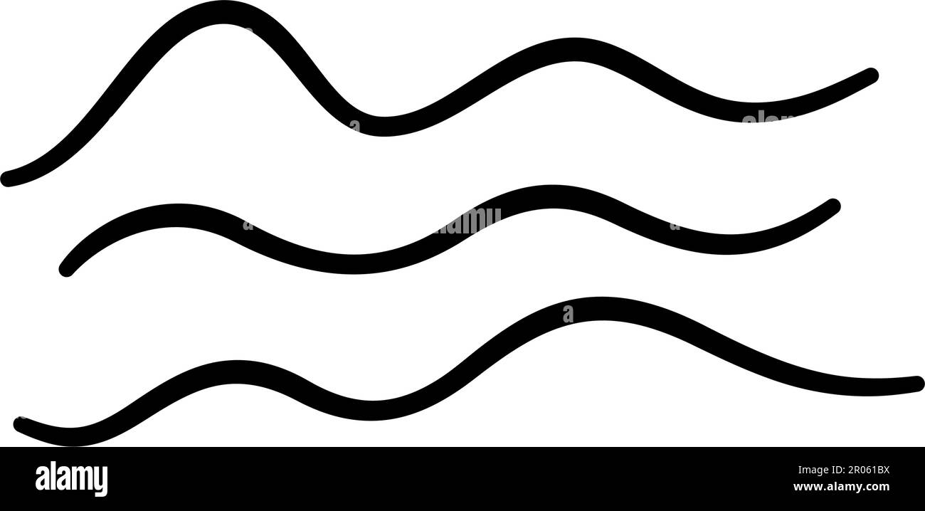 Doodle Sea Wave-Symbol. Von Hand gezeichnete einfache Wellenlinie. Ein ...