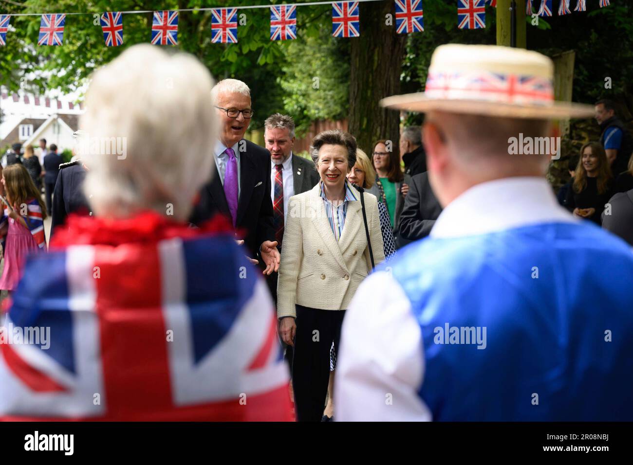 Britain's Princess Anne, center, attends a Coronation Big Lunch in ...