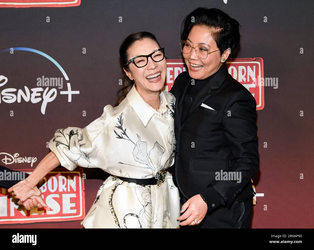 Michelle Yeoh, left, and Echo Quan attend the premiere of the Disney+ ...